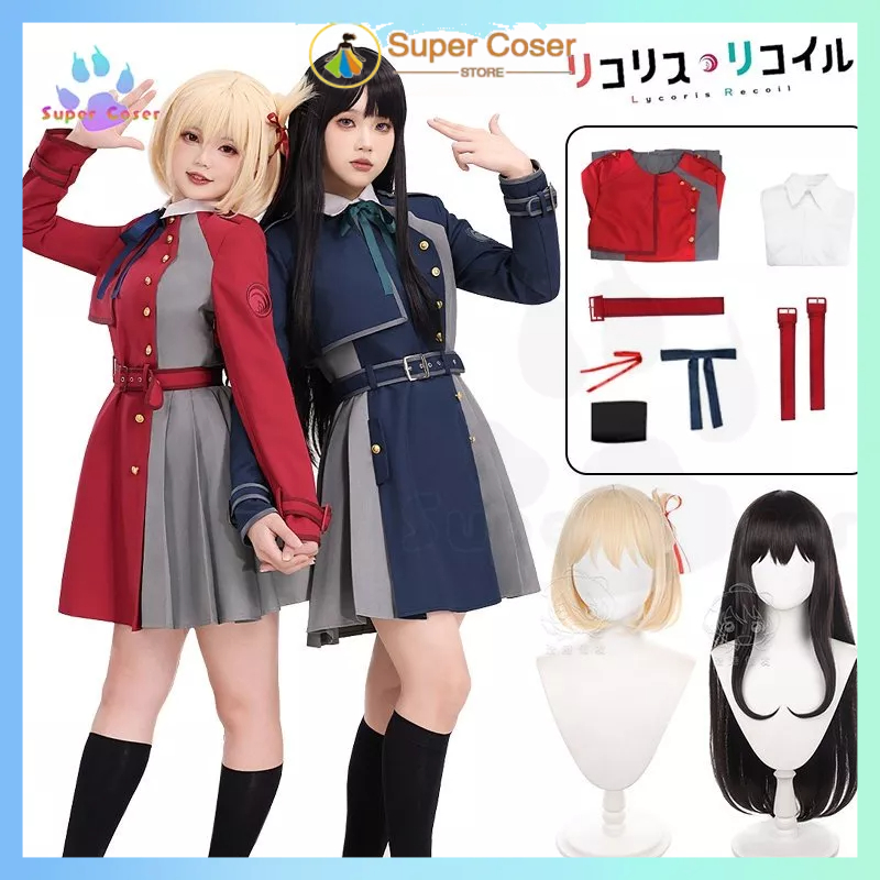 【7PCS】 Anime Lycoris Recoil Chisato Nishikigi Cosplay Costume Takina ...