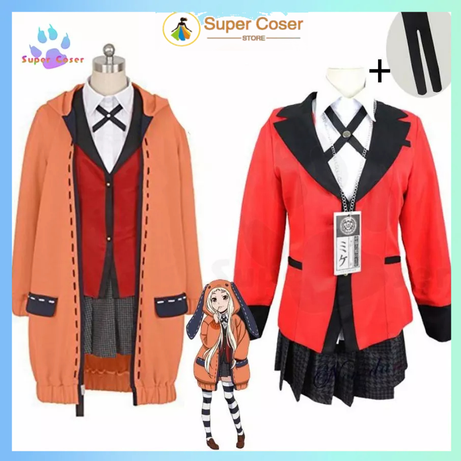 Yomozuki set+coat Anime Kakegurui Compulsive Gambler Cosplay Costume ...
