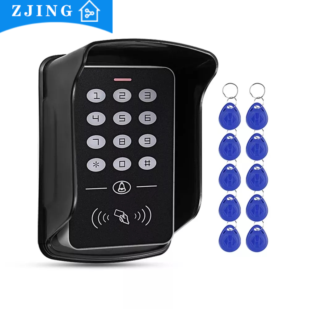 Standalone 125KHz RFID Keyboard Access Control Keypad Waterproof Cover Controller 10pcs Keyfobs ...