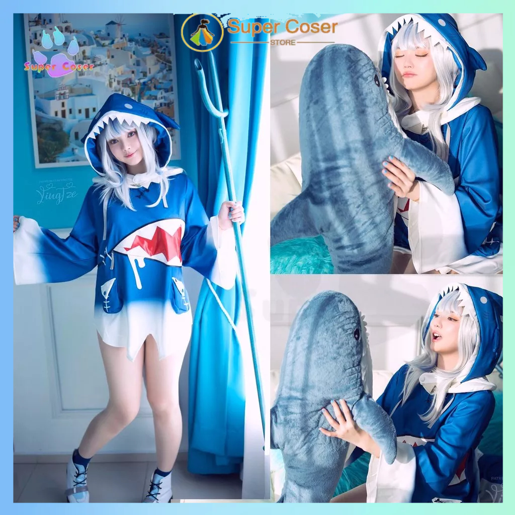 SHIP NEXT DAY!! Hololive Gawr Gura Vtuber Cosplay Costume Cartoon Anime ...