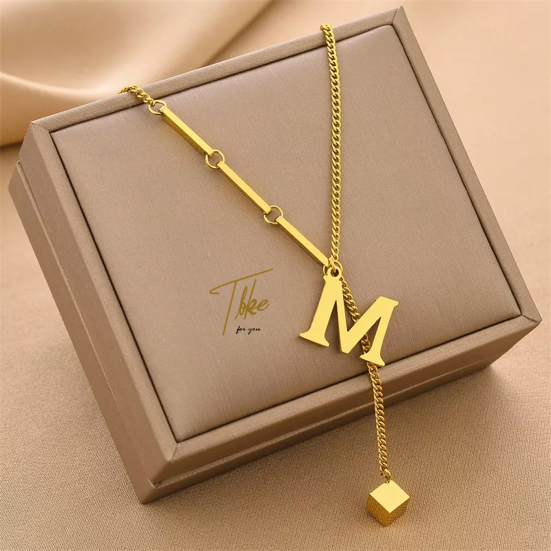 Tala 18K Gold Kyle Inspired - Fashion ins M letter titanium steel ...