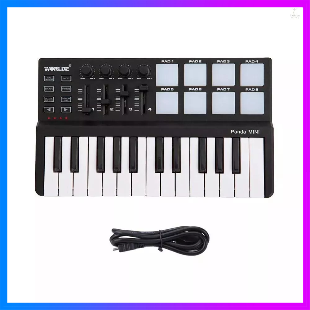 Worlde Panda mini Portable Mini 25-Key USB Keyboard and Drum Pad MIDI ...