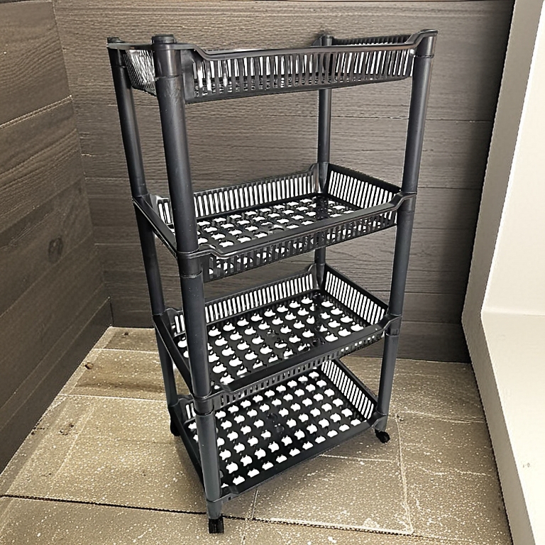 4-Tier Black Plastic Storage Rack with Unique Design | Shopee Philippines