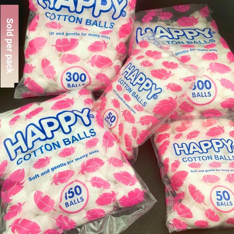 50 or 150 Pieces Happy Cotton Balls – 100% Pure Cotton | Shopee Philippines