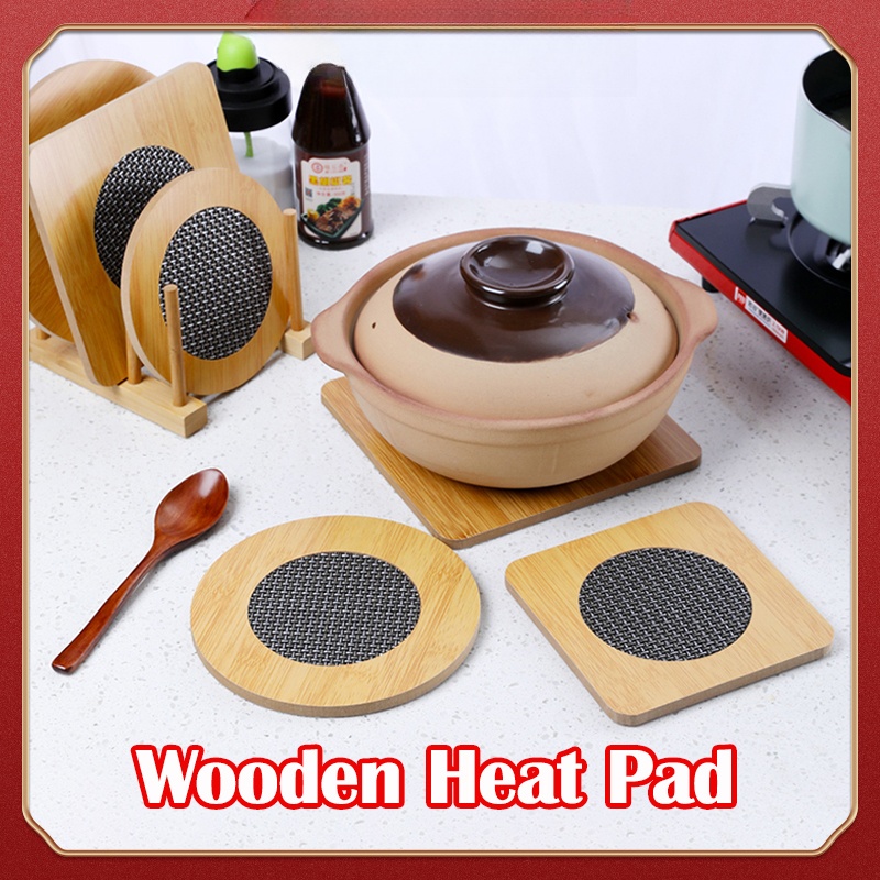 Wooden Heat Pad Insulation Mat, Scald-Proof Kitchen Placemats & Pot ...