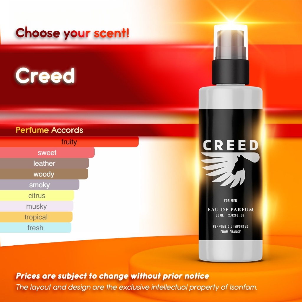 Creed Scent Classic Perfume Inspired Scent Oilbase LongLasting Bottle ...