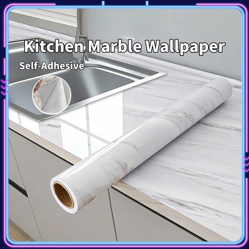 Jazz White 60x100cm Self-Adhesive Waterproof Marble Wallpaper for Easy ...