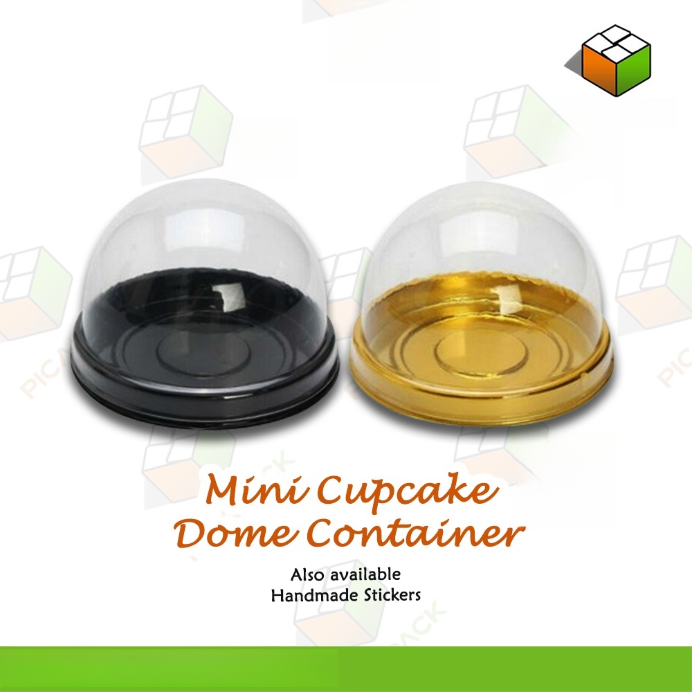 50pcs Clear Plastic Mini Cupcake Dome Containers with Gold Base and ...