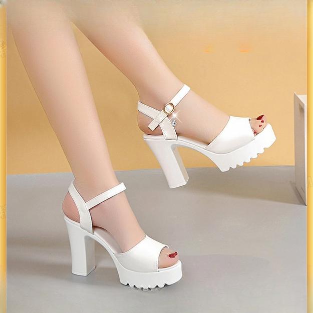 Korea Women Fashion Block Heels Hot Mules Sandals (ADD ONE SIZE )#1811 ...