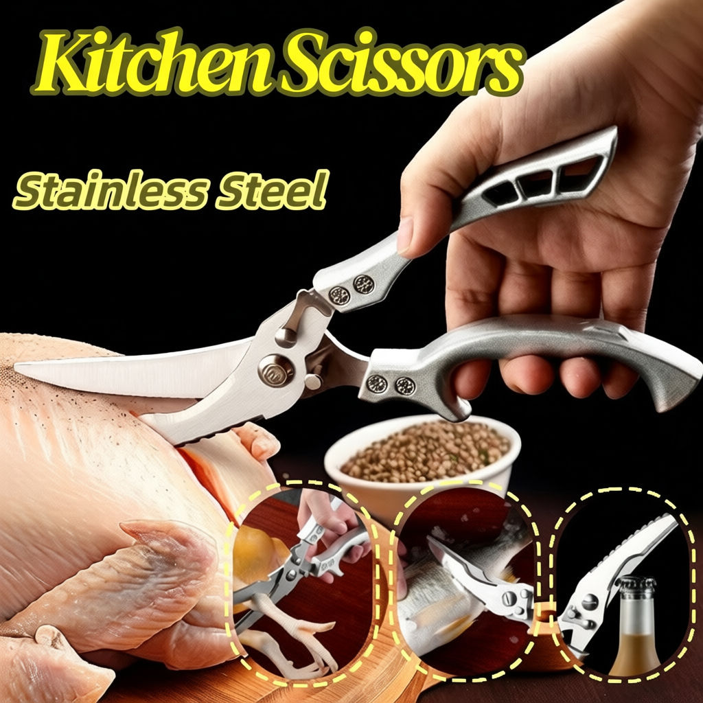 Heavy Duty Kitchen Scissors Stainless Steel Multipurpose Chicken Bone ...
