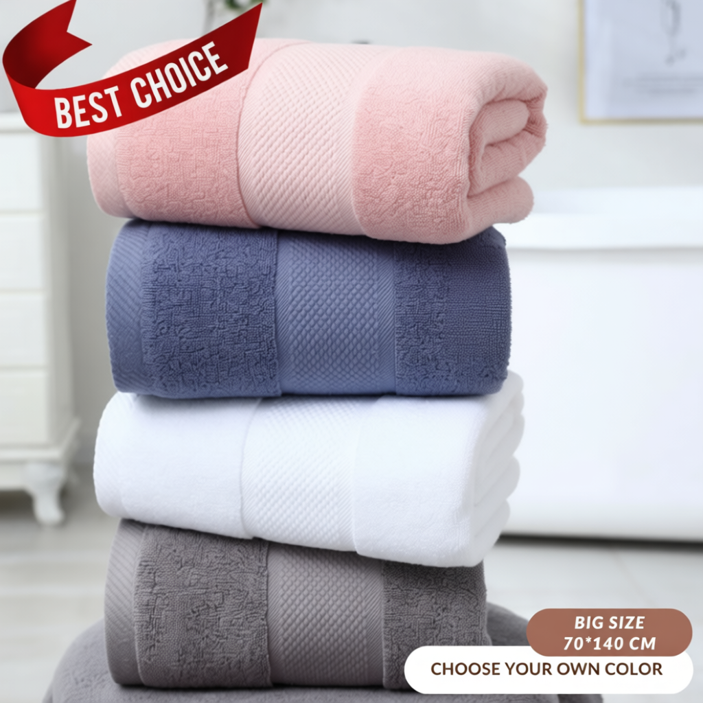 Buy 1 Take 1 Cotton Soft & Absorbent Bath Towel 70x140cm | Shopee ...