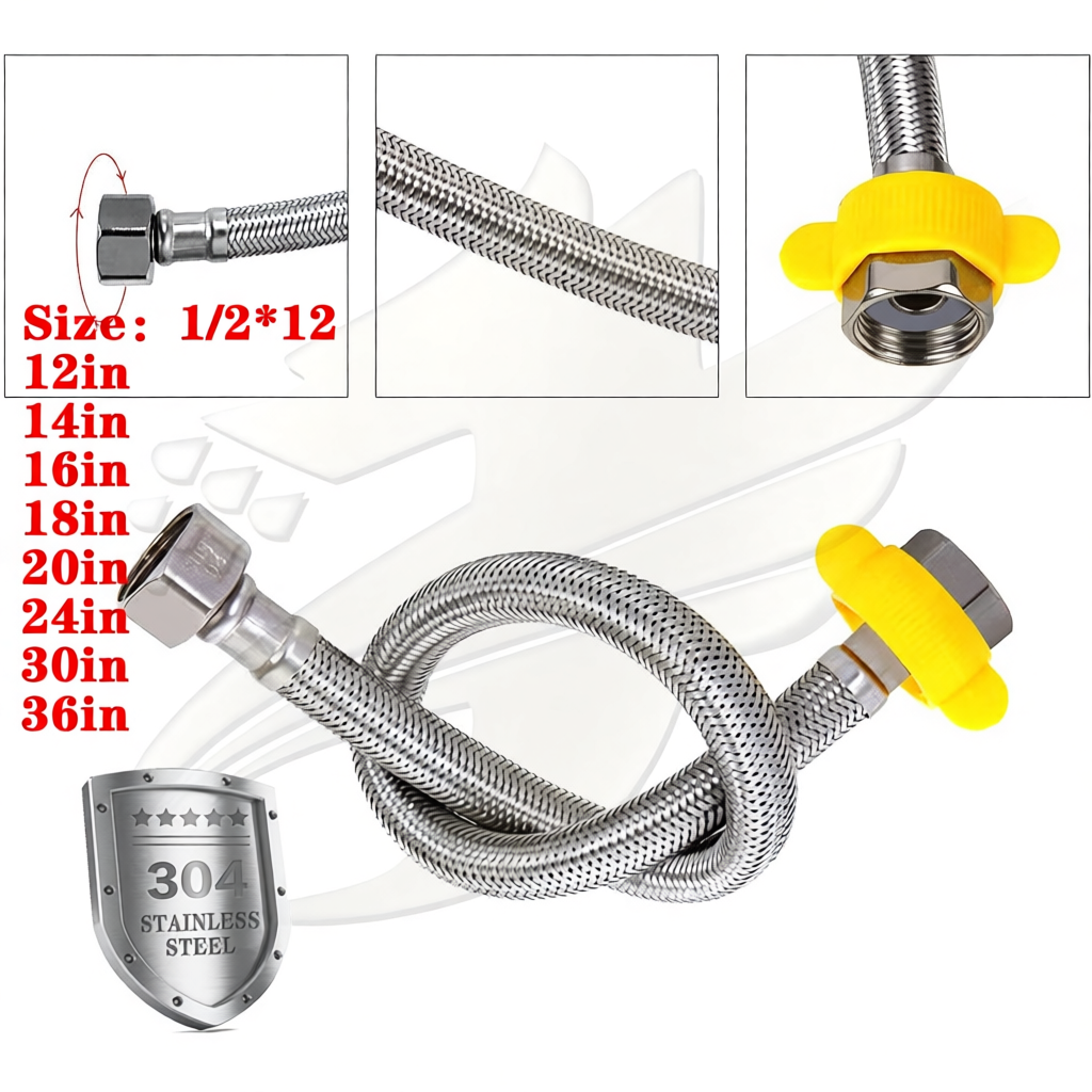 Heavy-Duty Stainless Steel Flexible Hose – 1/2 x 1/2 Connector for ...