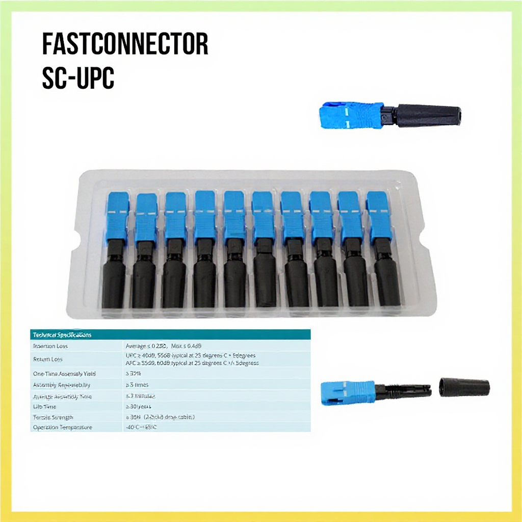 10Pcs SC-UPC Fast Fiber Optic Connectors – Embedded Square Design with ...