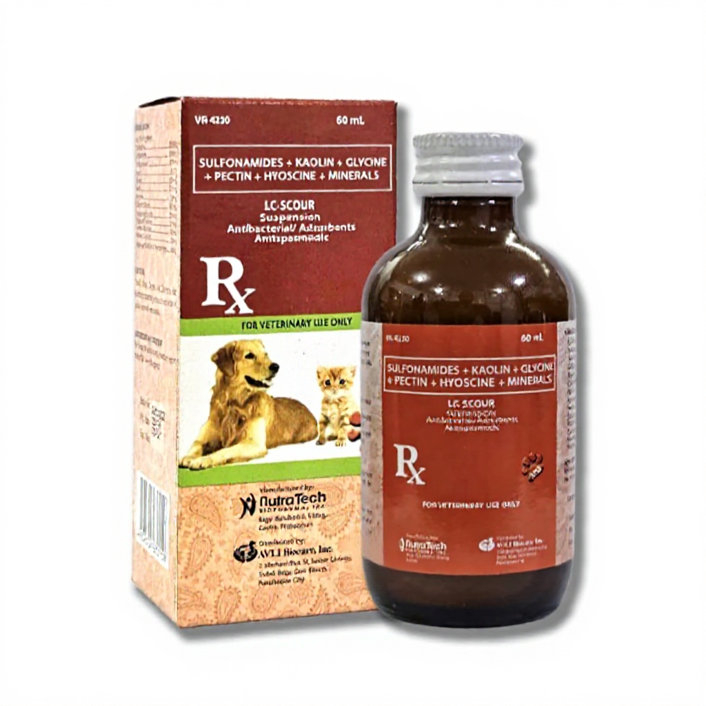 LC SCOUR 60ML Anti-Diarrheal Anti-Infective for Dogs & Cats Liquid Meds ...