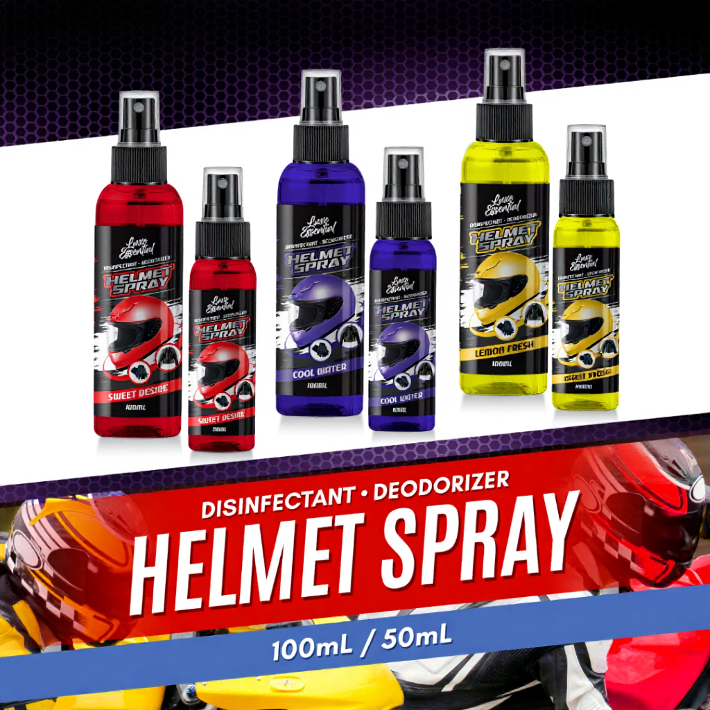 Luxe Essential Helmet Anti-Bacterial Spray – Sanitizer & Deodorizer for ...