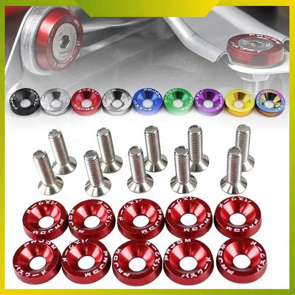 10 Pack Aluminum Bumper Fender Washer with Bolts,Engine Bay Dress Up ...