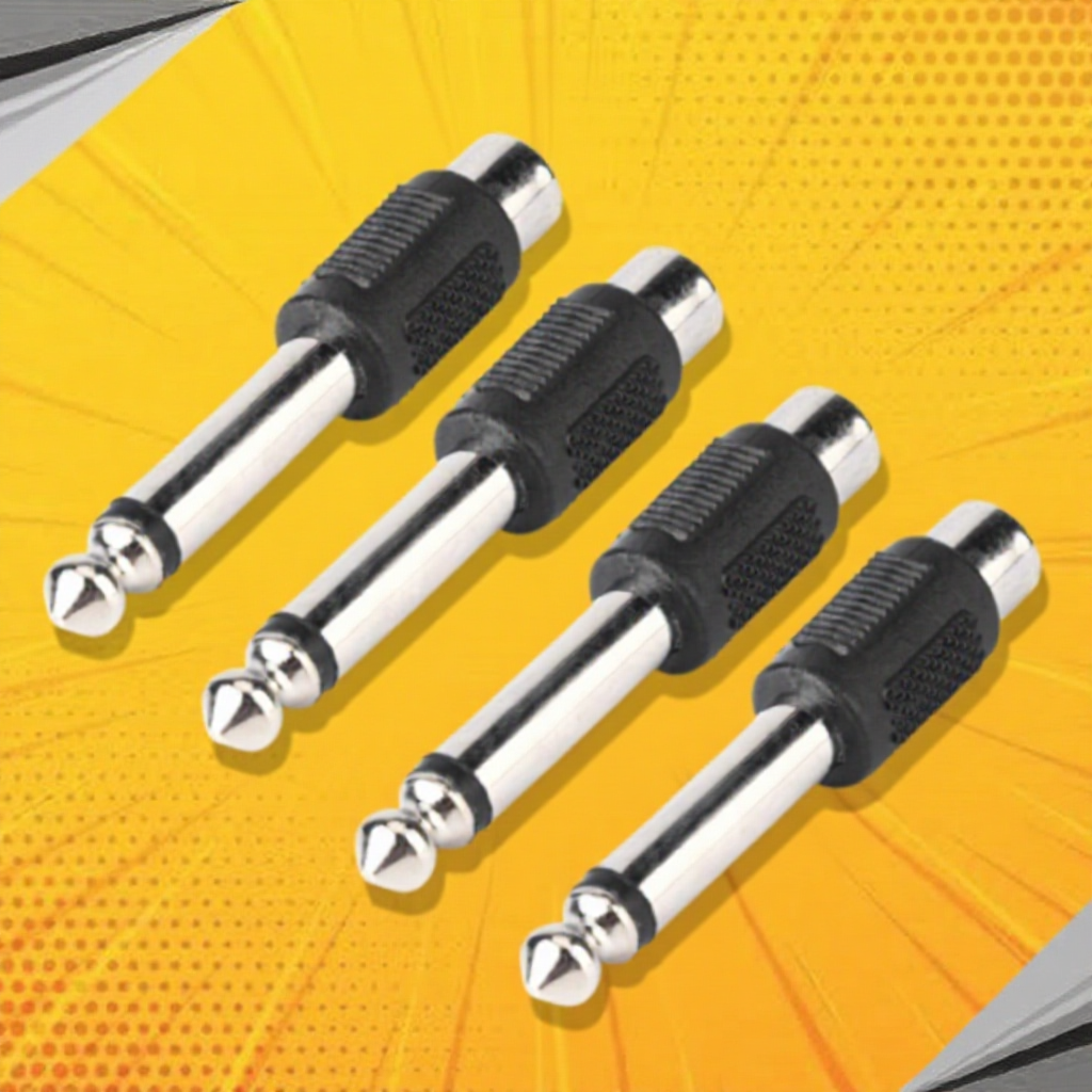 4pcs 1/4 Inch RCA/AV Female Jack to 6.35mm Male Mono Audio Adapters ...