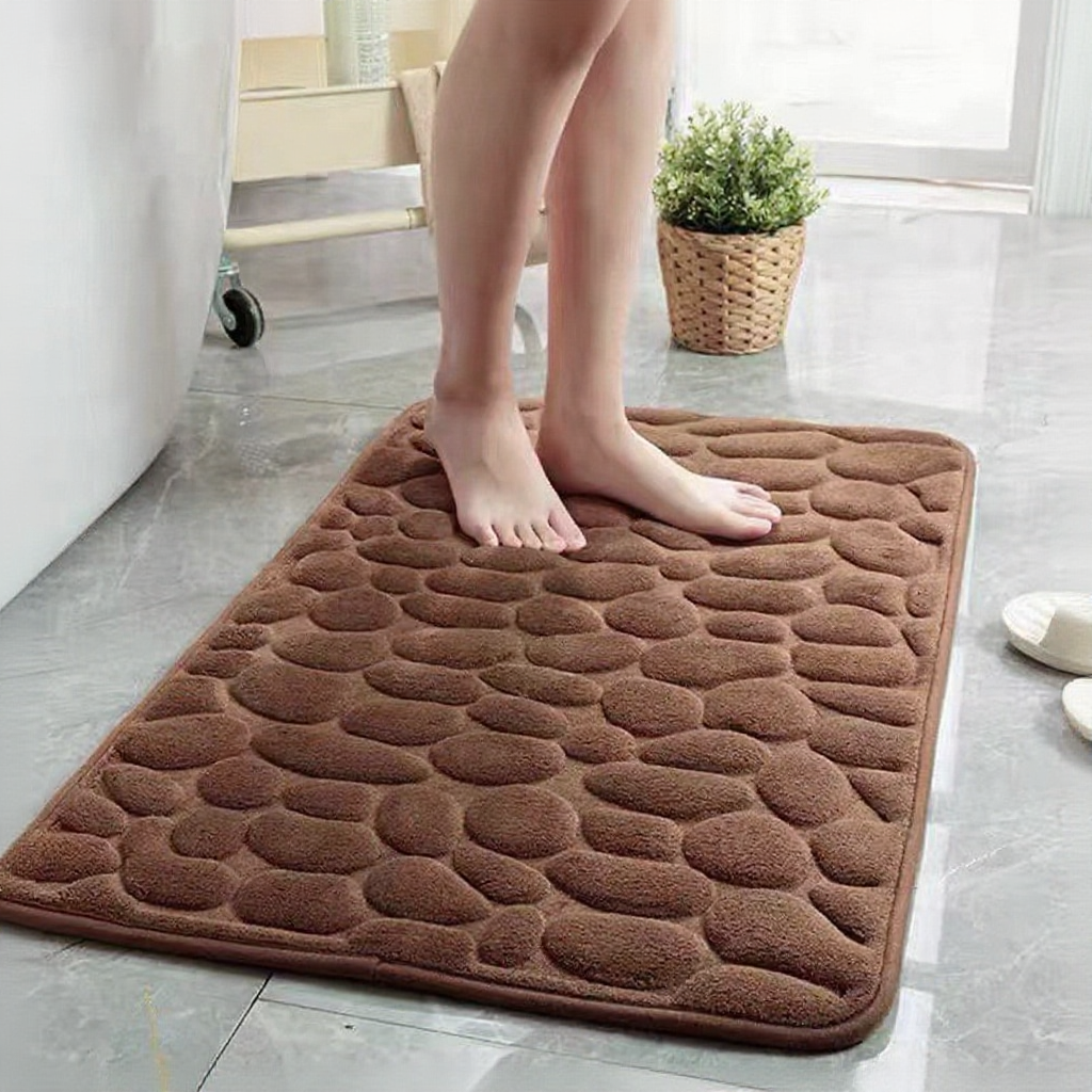 Cozy Cobblestone Embossed Shower Room Door Mat | Shopee Philippines