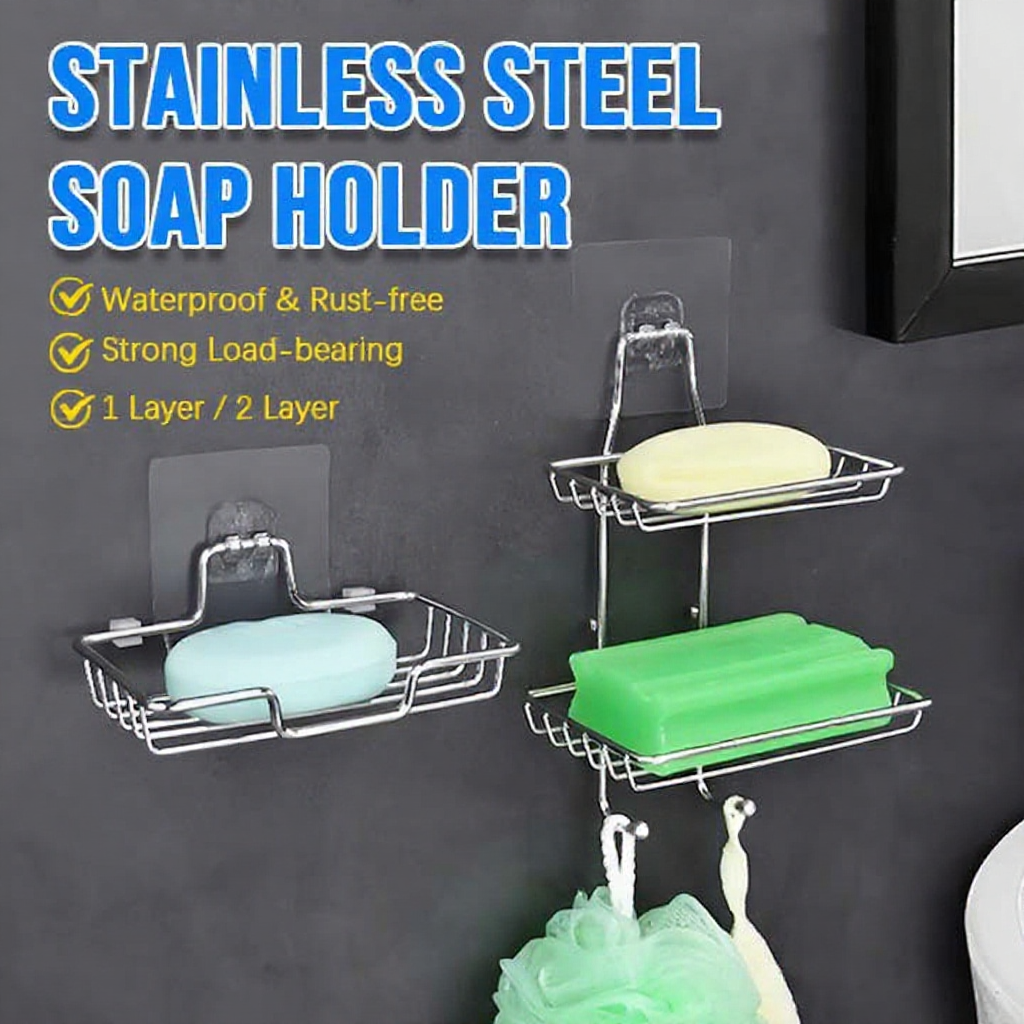 Stainless Steel Soap Rack 1/2 Layer Wall Mounted | Shopee Philippines