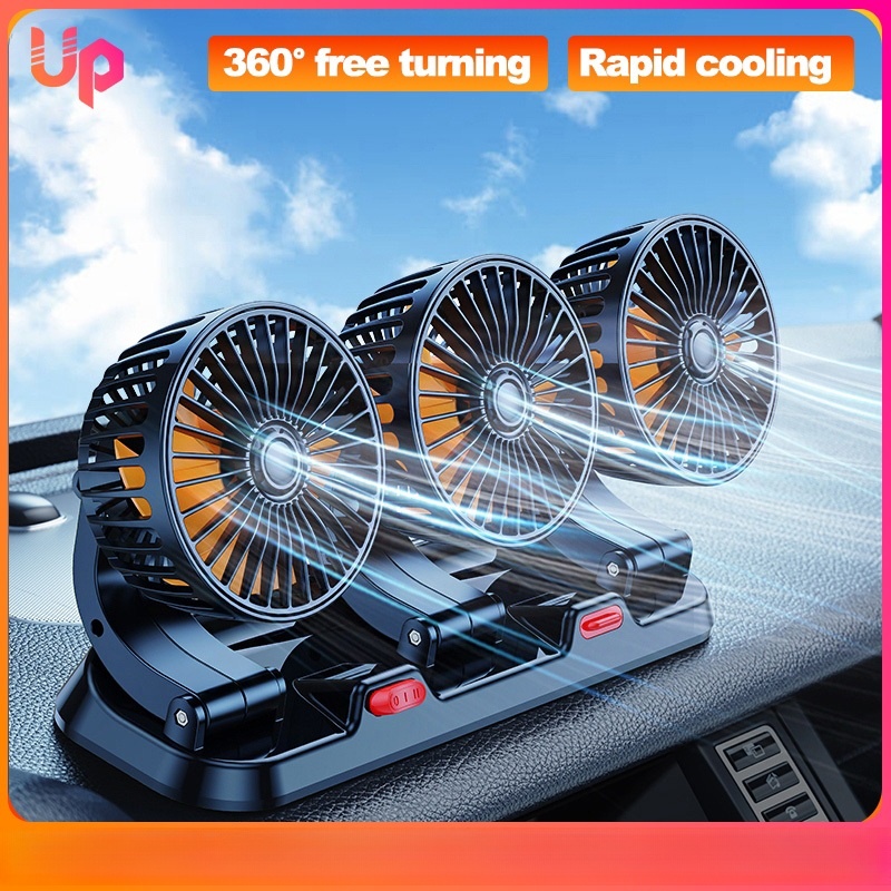 Universal 3-Head Car Fan – 12/24 V, 360° Adjustable, Low-Noise | Shopee ...