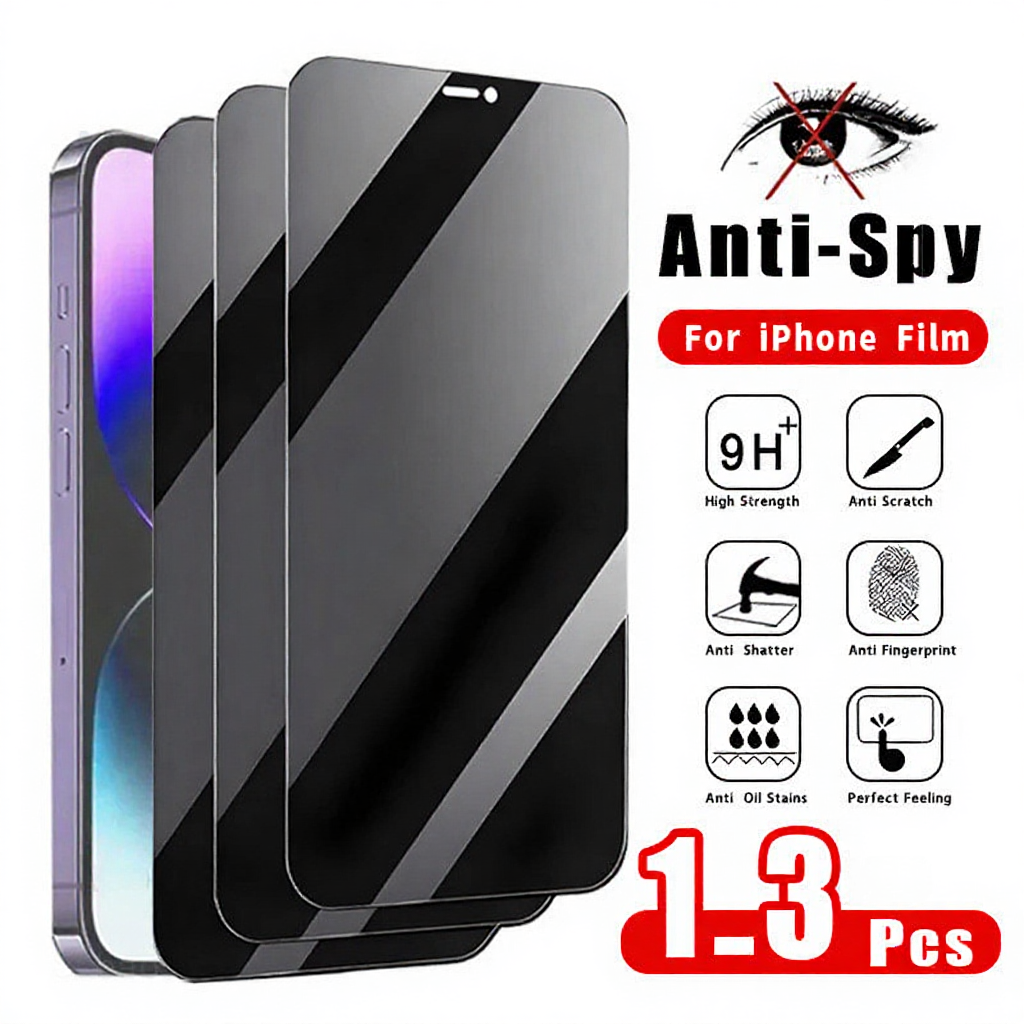 1–3Pcs Anti-Spy Tempered Glass Screen Protector - Available in Multiple ...