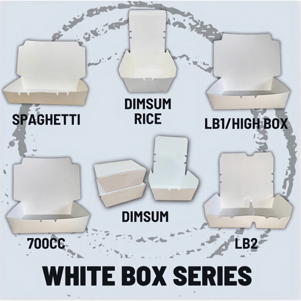 Eco-Friendly 50pcs Paper Meal Box Series - White, Silver, Brown ...