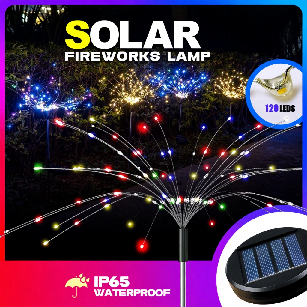 Solar Firework LED Christmas Lights – Outdoor Waterproof 120/90 Bulbs ...