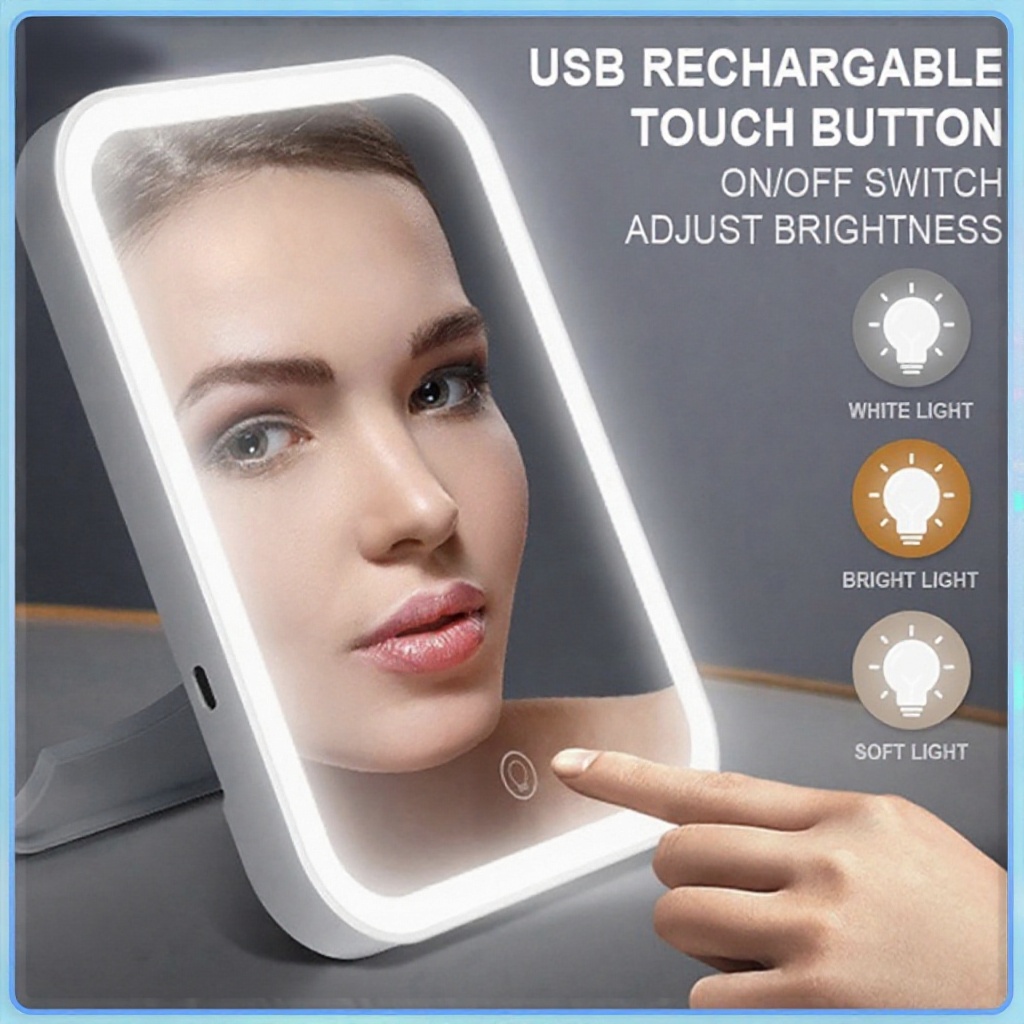 white led makeup mirror with touch screen and usb charging | Shopee ...