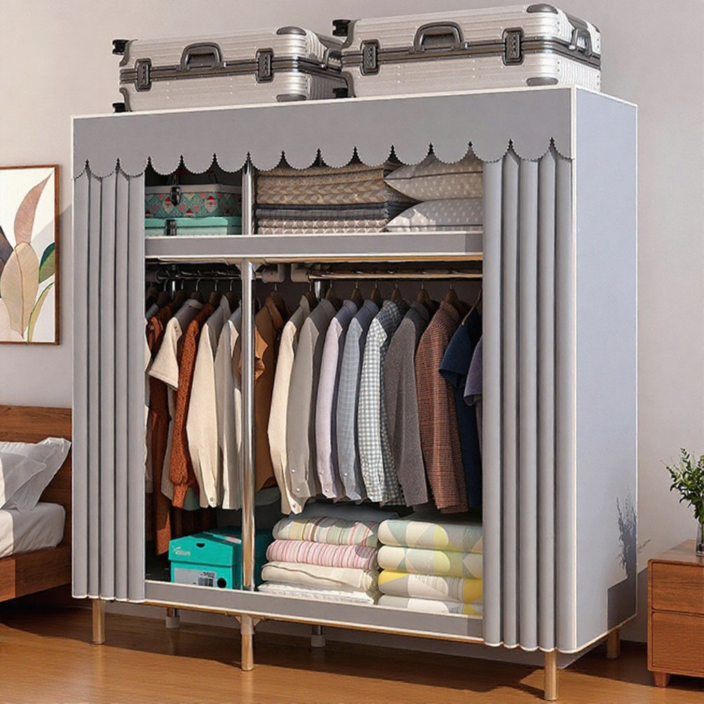 Zipper Cover Wardrobe Cabinet with Space-Saving Design and Durable ...