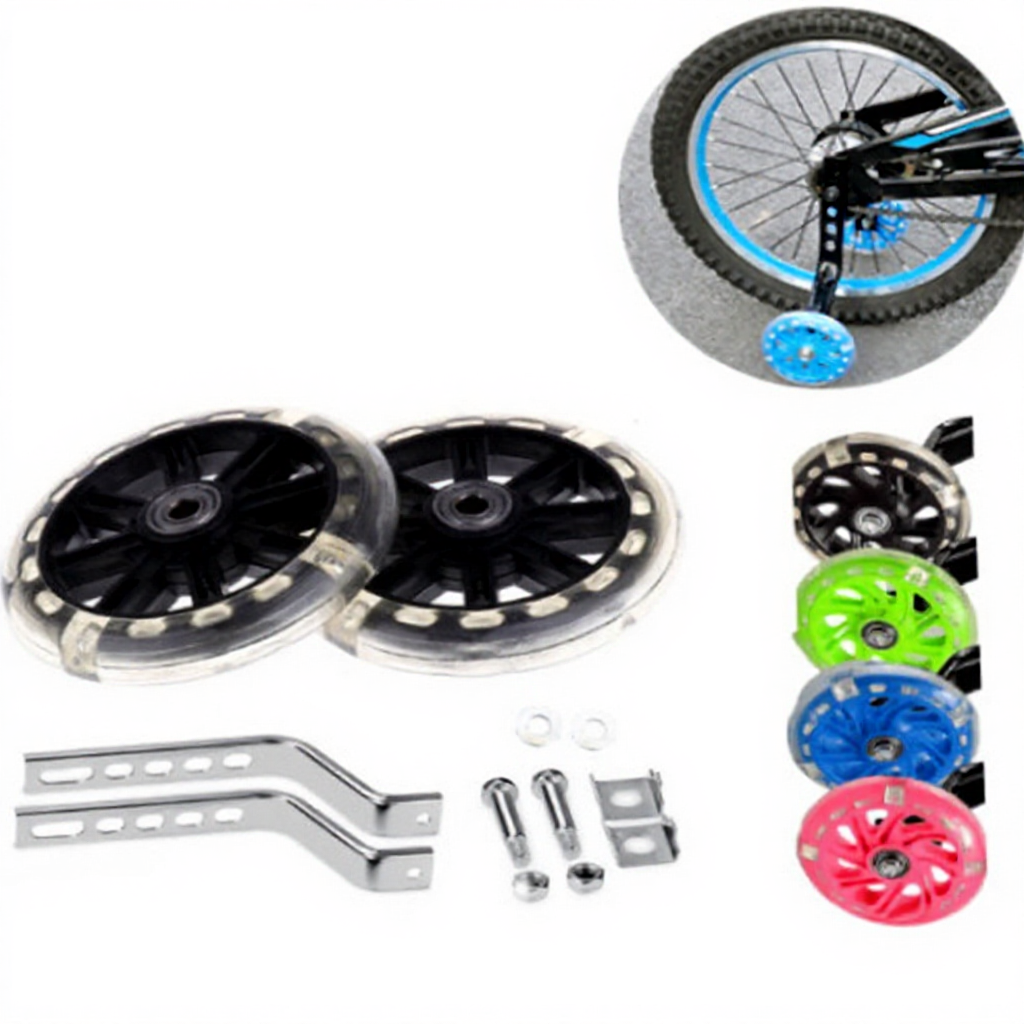 Adjustable Kids Bike Support Wheels with Silent Flash Design, 1 Pair ...