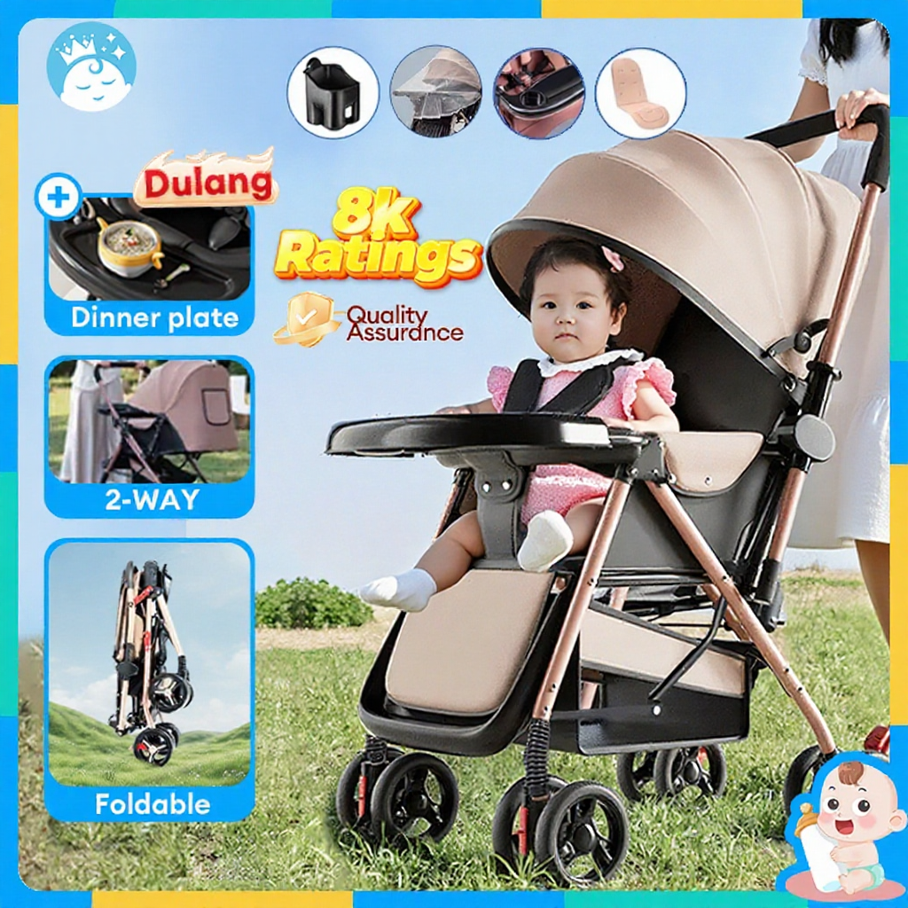 Stroller for Baby Two-Way Reversible Handle Foldable Stroller for ...