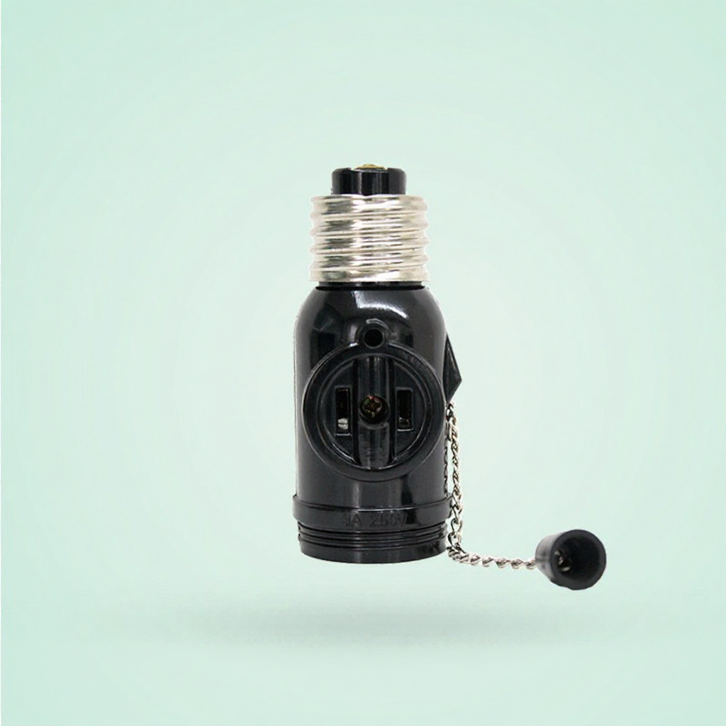 OMNI Chain Pull Socket with 2 Flat Pin Outlets 3A 250V~ E27-712-PK ...