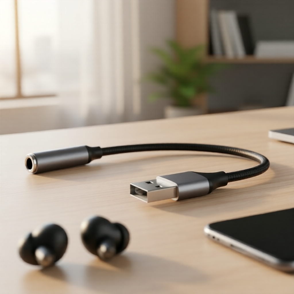 USB 3.5mm TRRS Aux Braided Cable Audio Adapter External Stereo Sound ...