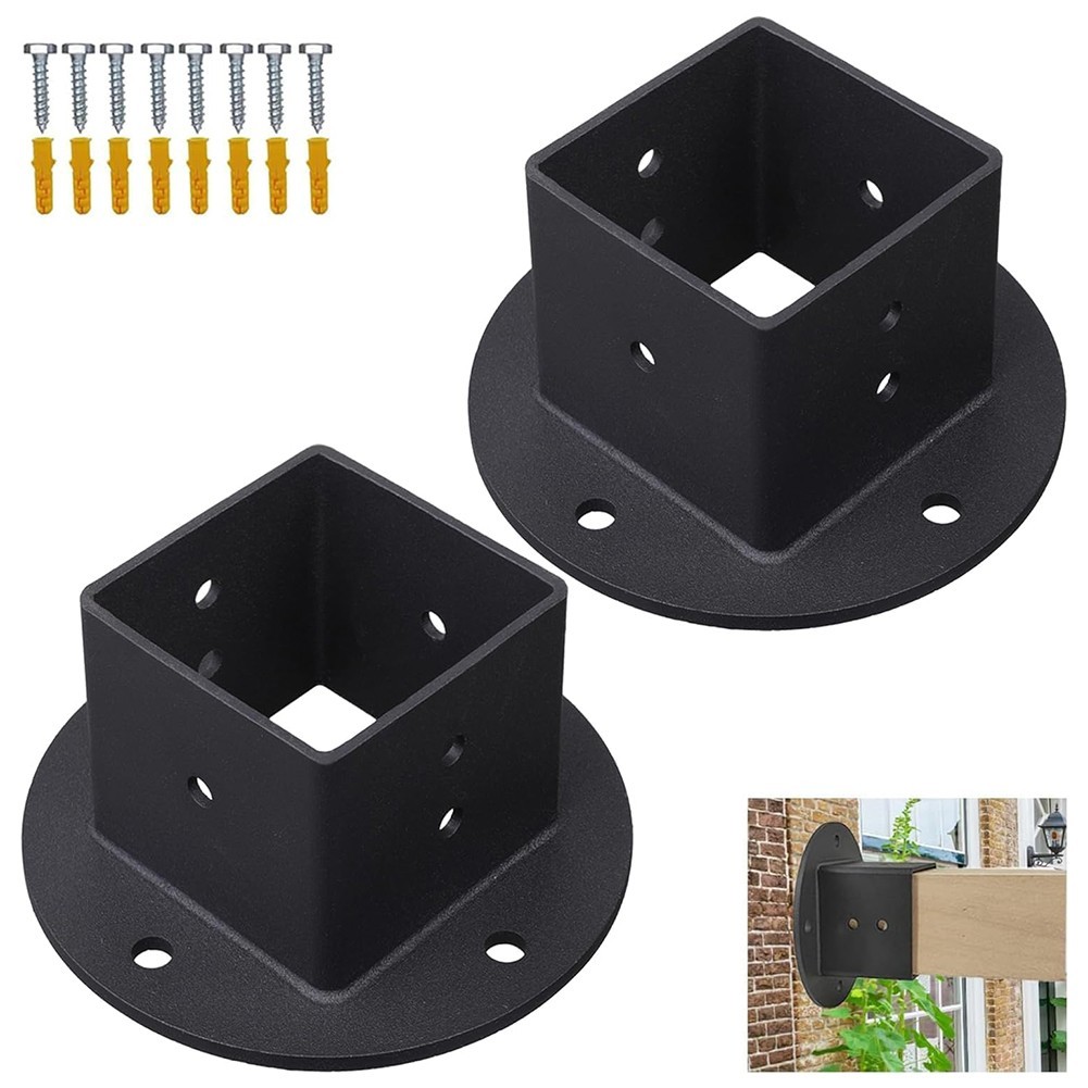 【ACRIVEP】2×2in Square Fence Pole Flange Base Pergola Post Brackets Kit ...