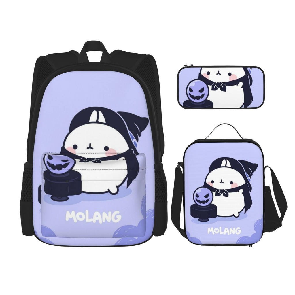 Molang Cartoon Print Kids Backpack Set with Lunch Box Pencil Case for ...