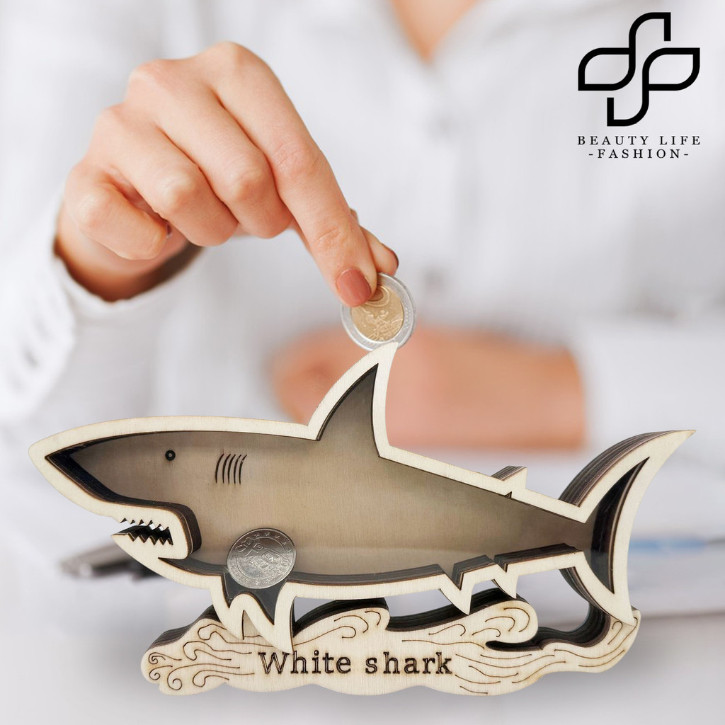 BEA™Shark Teeth Display Box Wood Shark Shaped Shadow Box Desktop ...