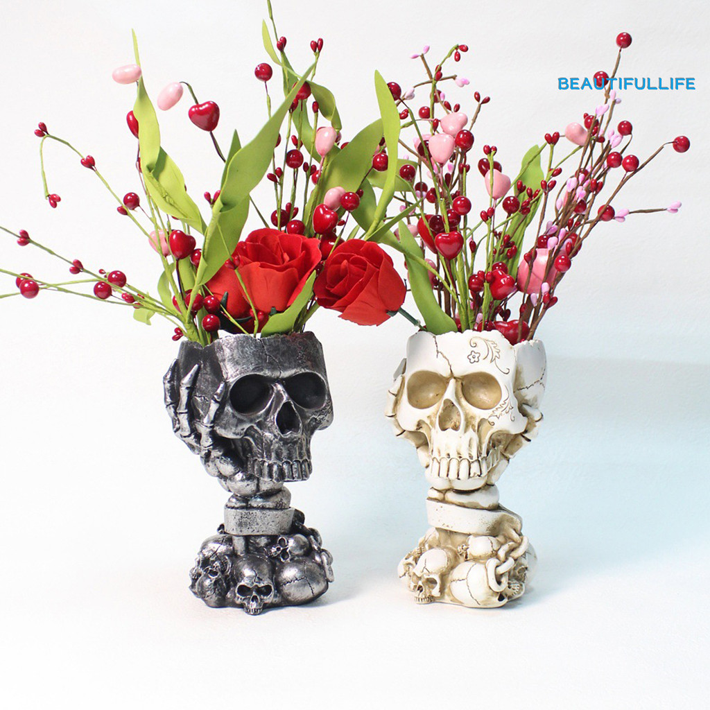 Beautifullife Skull Planter Gothic Succulents Pots with Drainage ...