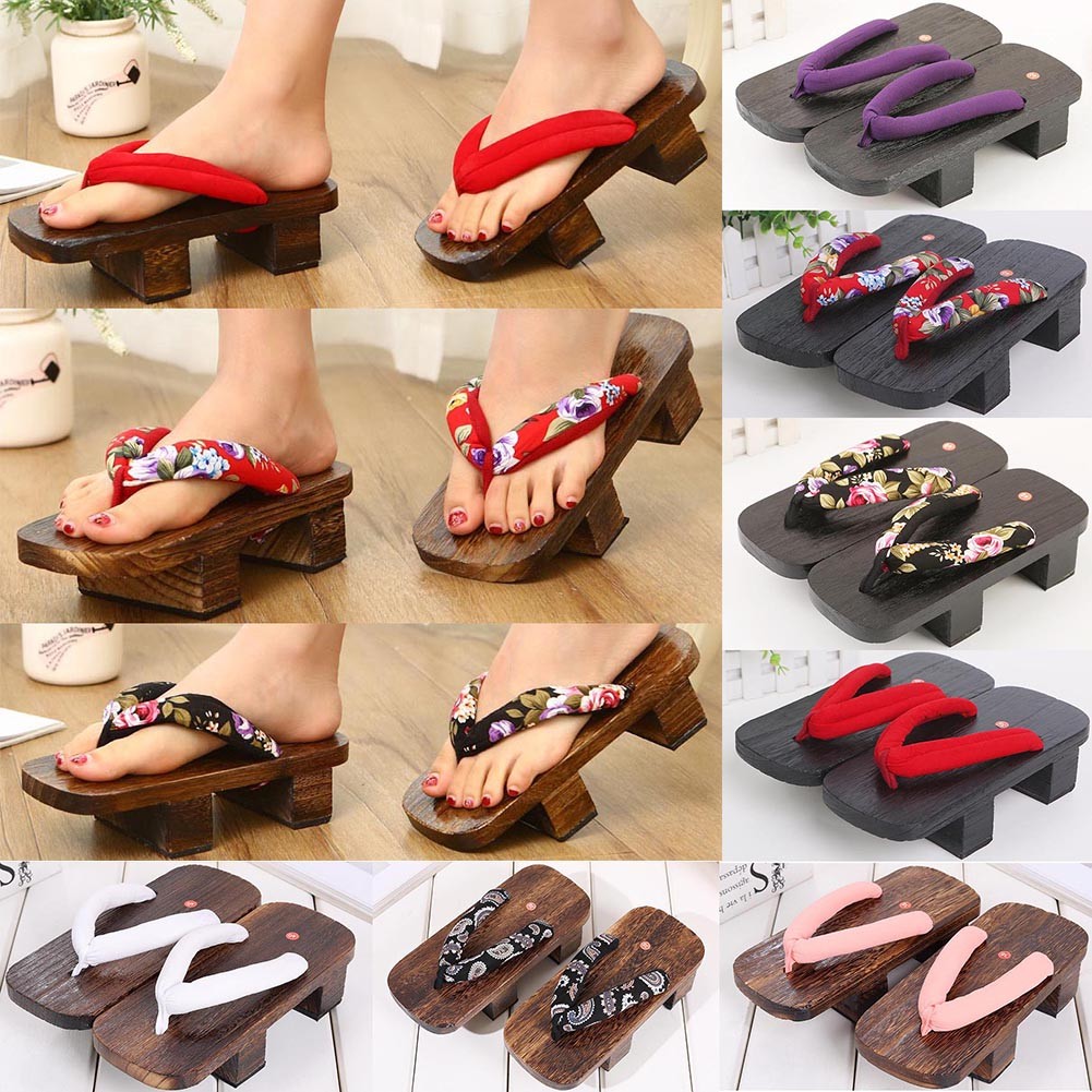 Summer Man Flip Flops Japanese Wooden Geta Samurai Clogs Shoes Cosplay ...