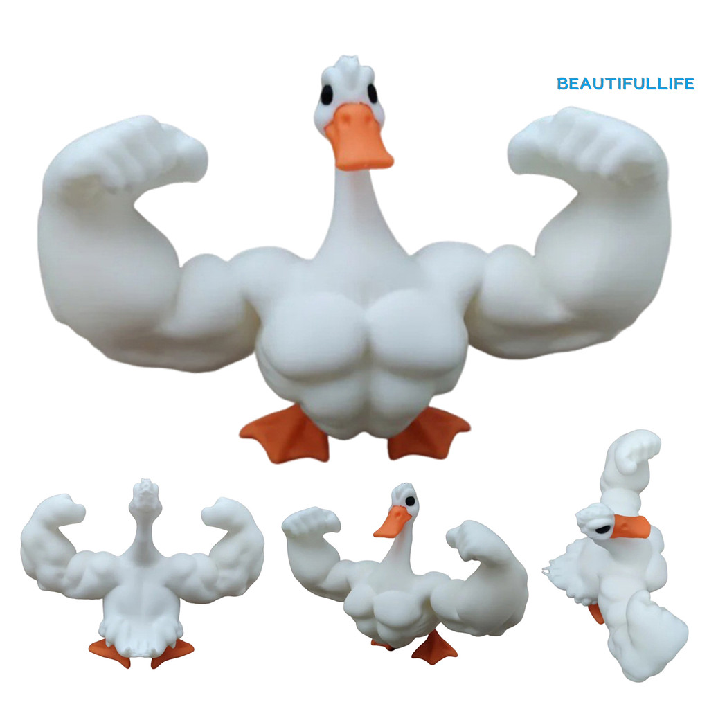 Beautifullife Muscle Goose Ornament 3D Printed White Goose Figurine ...