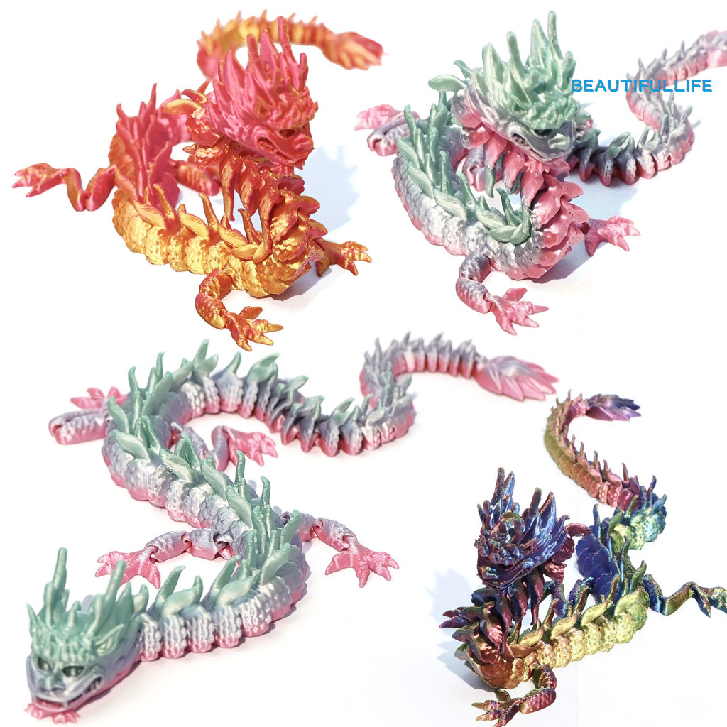 Beautifullife 3D Printed Chinese Loong Figurine Movable Joints Standing ...