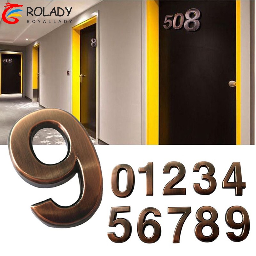 【ROLADY】Adhesive Glossy 3D House Number Door Plate Sign Outdoor Hotel ...