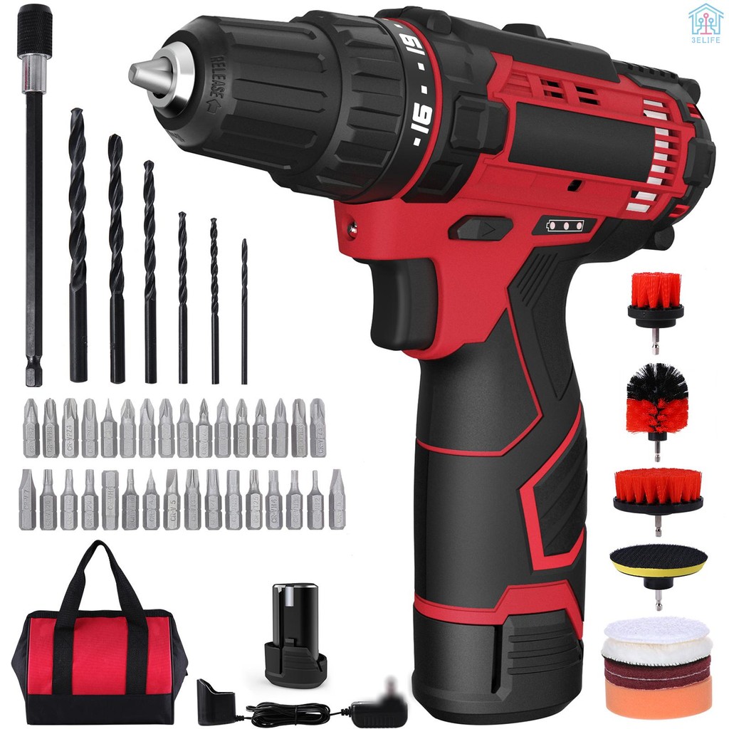Cordless Drill Driver Kit 12V Power Drill Set 50PCS Electric Drill ...