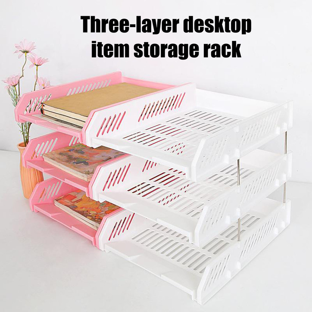 【suppmodel】3 Tier Stackable Letter Tray Desk Paper Organizer Plastic ...