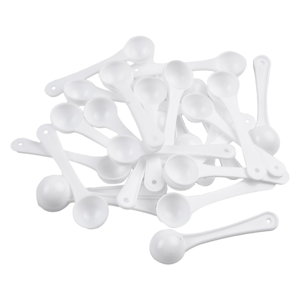 50pcs 1g White Plastic Measuring Spoon Gram Scoop Food Baking Medicine ...