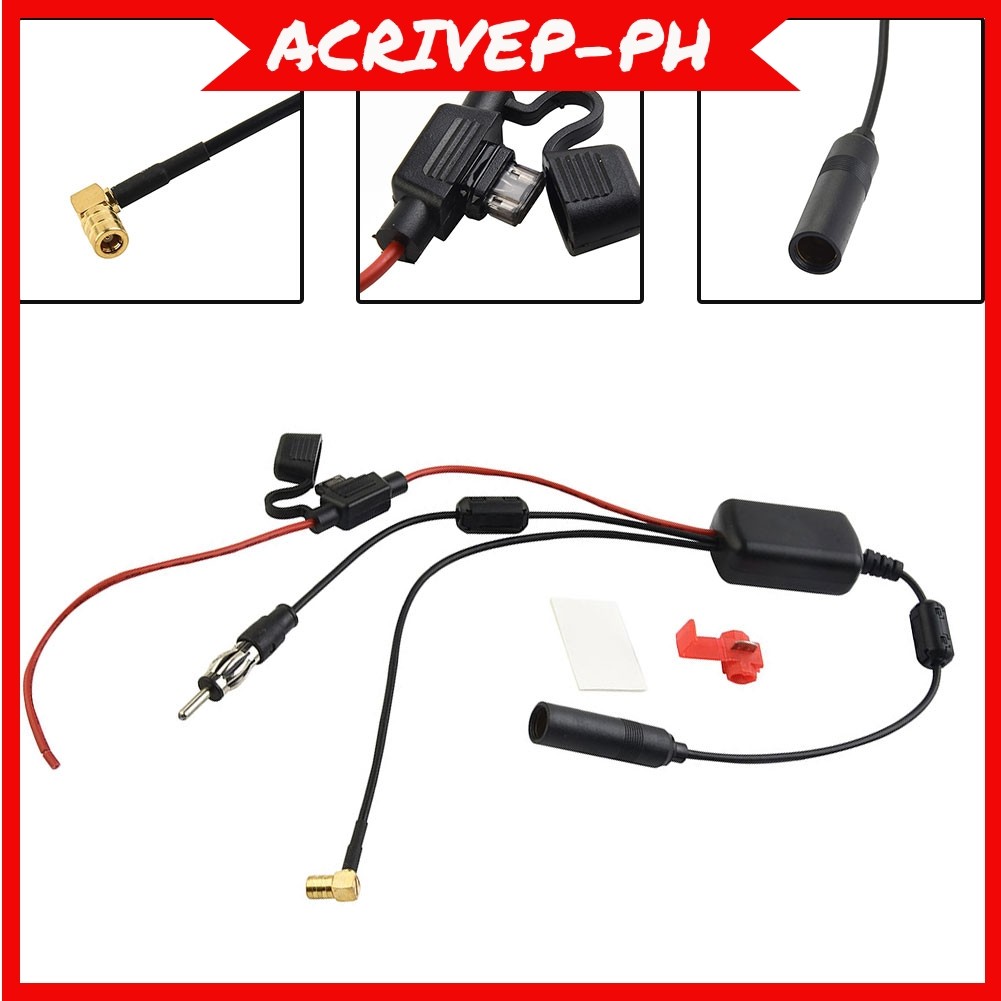 【ACRIVEP】Stereo Aerial DAB AM FM Radio Car Antenna Splitter Signal AMP ...