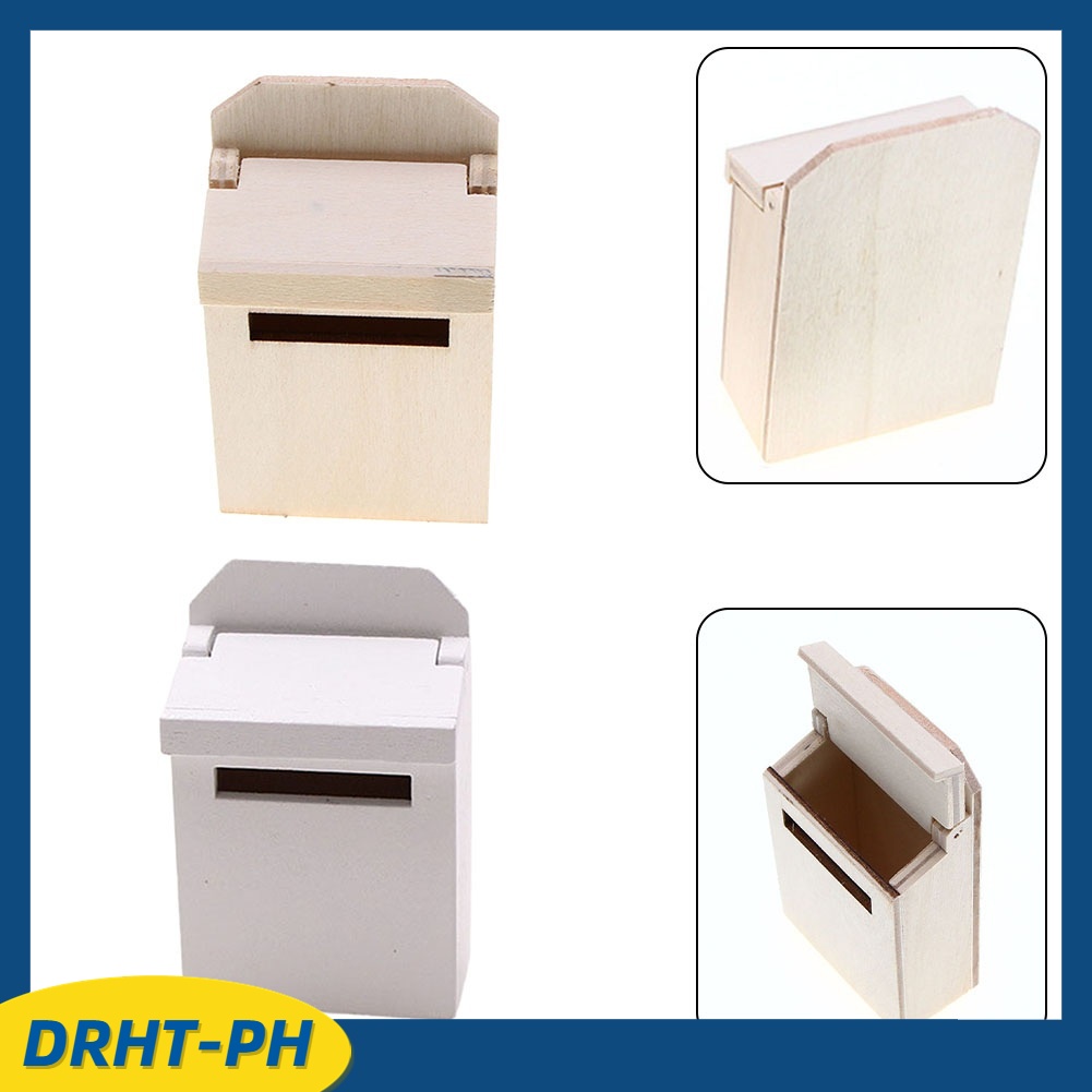 [DRHT] Miniature Blank Mail Box House Mini Mail Box Miniature Wooden ...