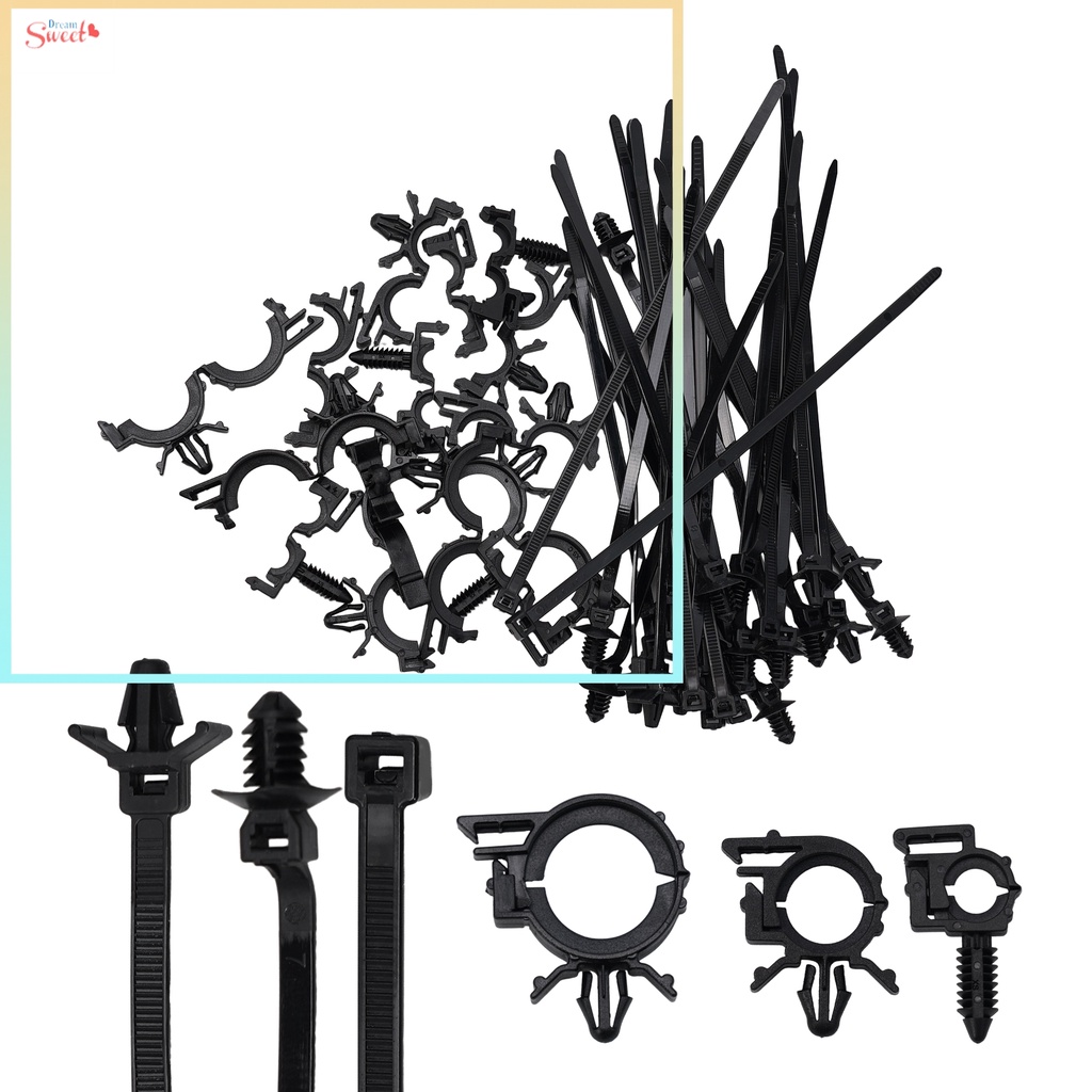 [ SWTDRM ]45Pcs Push Mount Cable Zip Tie with Car Wire Routing Clips ...