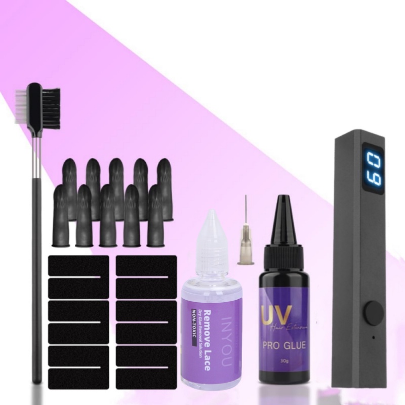 Professional UV Light Hair Extension Kit | Salon-Grade UV Glue, Comb ...