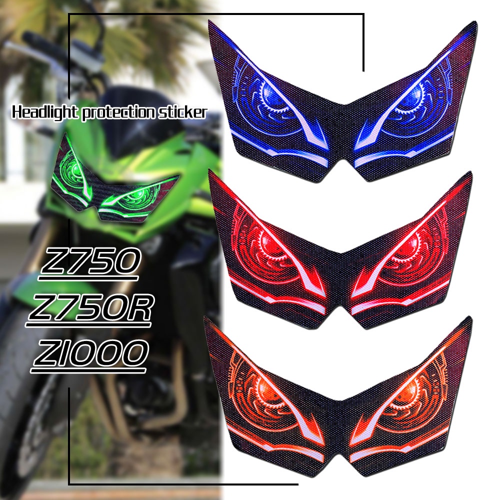 Motorcycle 3D Front Fairing Headlight Stickers Guard Head light ...