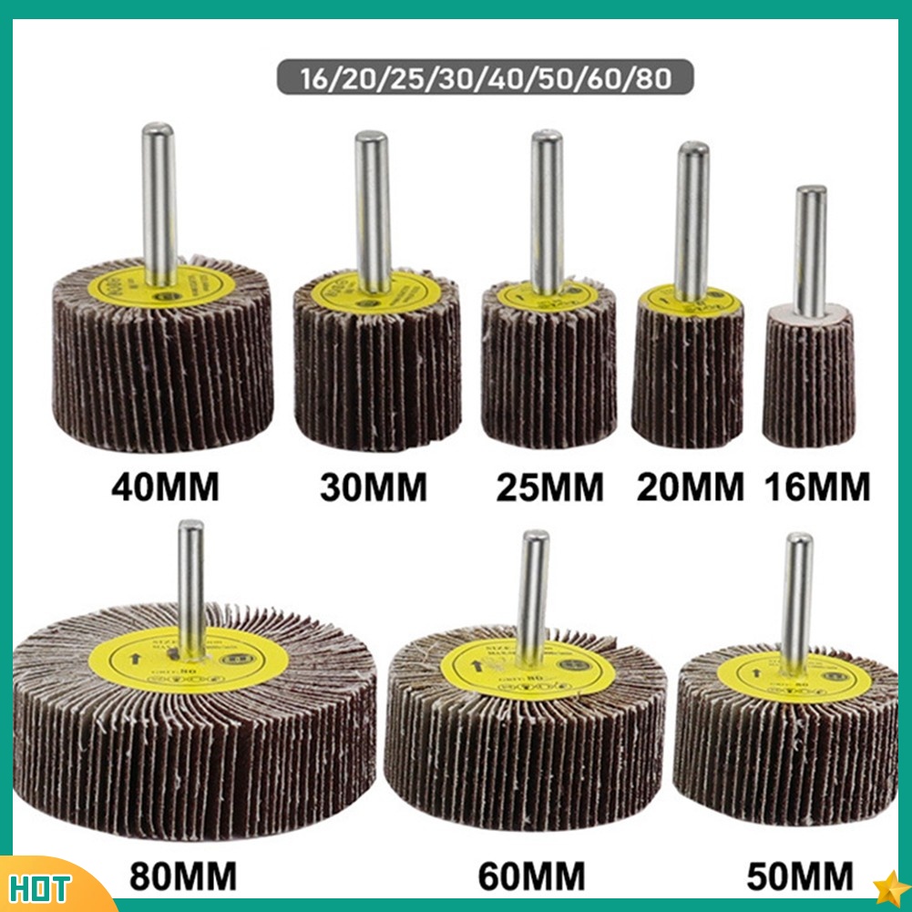 【smelling】 16-80mm 6mm Shank 80 Grit Sanding Flap Wheel Disc Abrasive ...